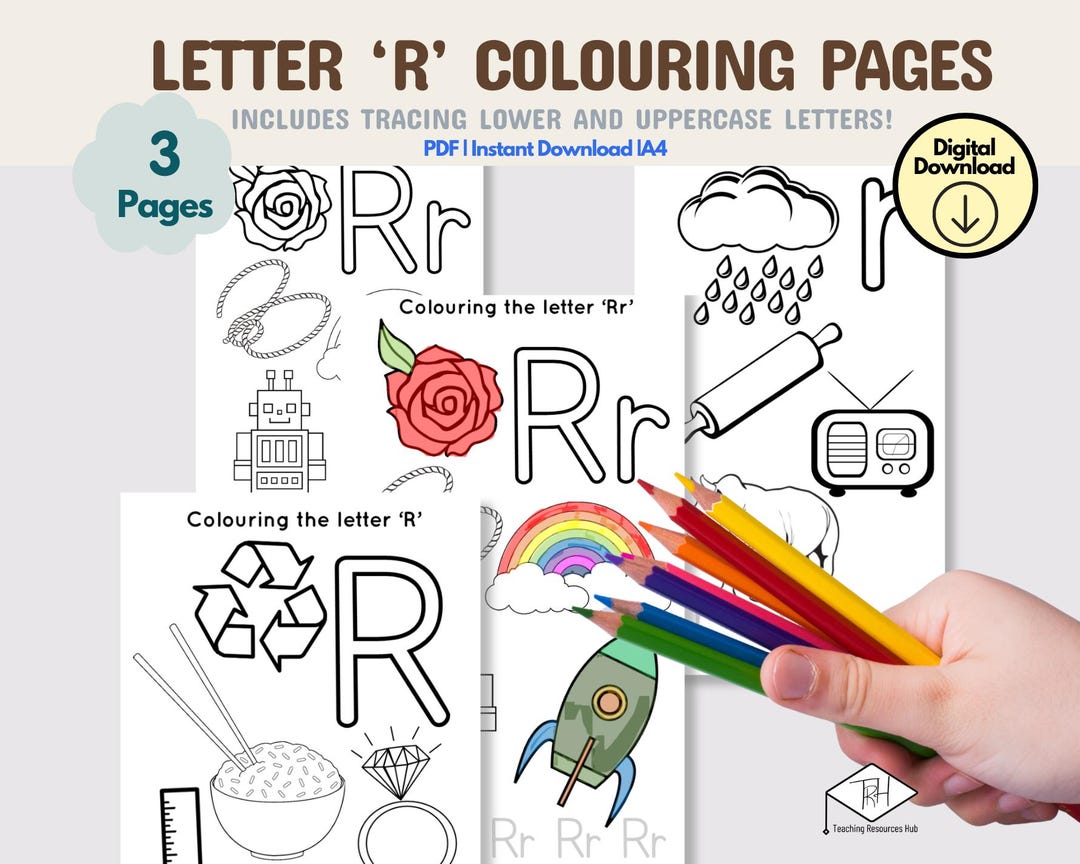 Phonics Alphabet Letter R Colouring Printable Coloring Pages A4 Toddler ...