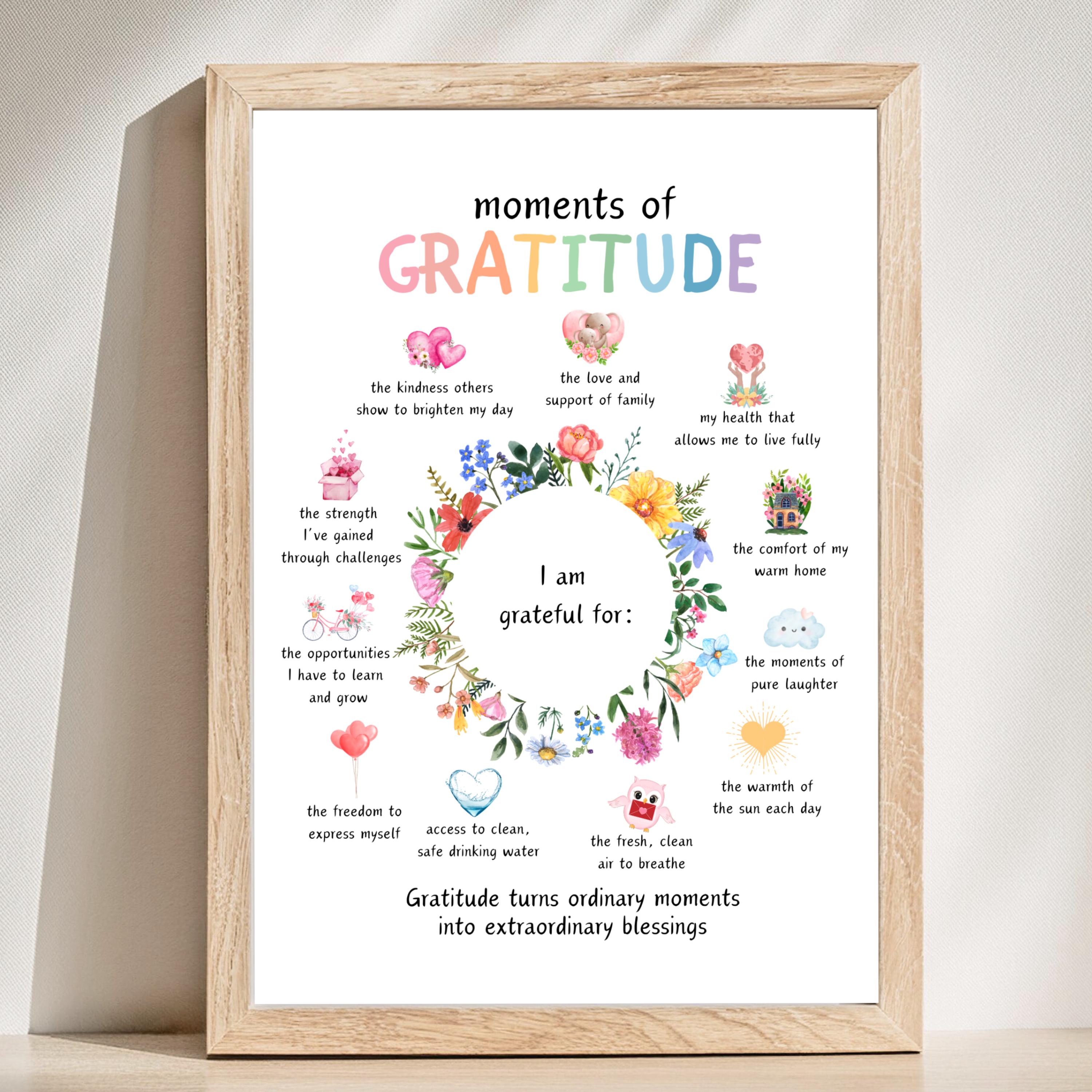 Moments of Gratitude Poster, Therapy Office Counselor Decor, Growth ...