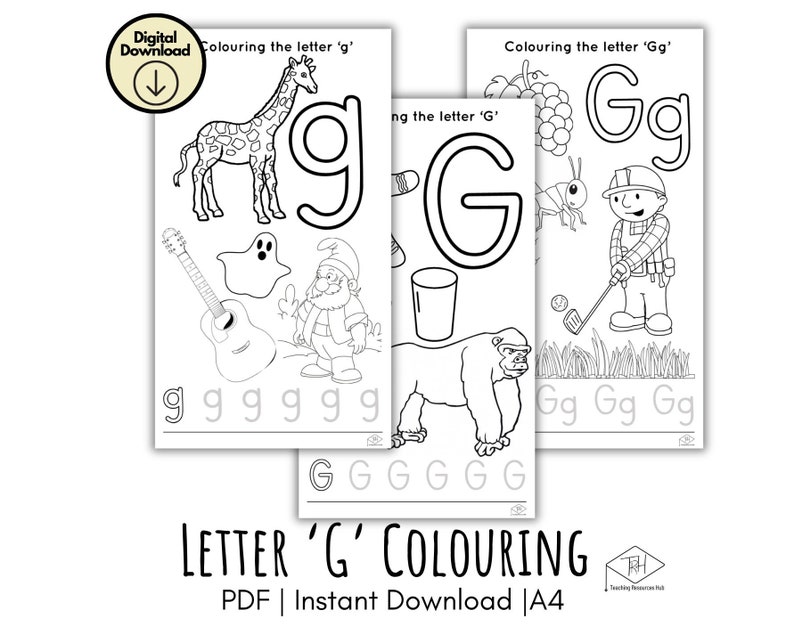 Phonics Alphabet Letter G Colouring Printable Coloring Pages - Etsy