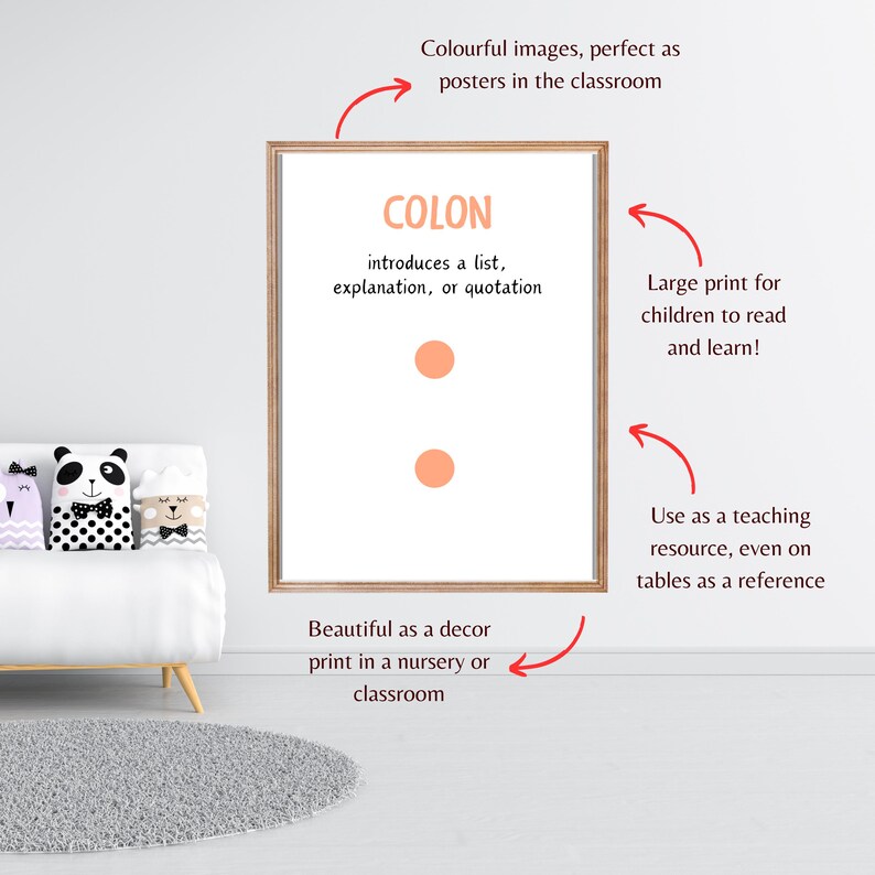 Colon Punctuation Poster, English Classroom Decor, Educational Grammar ...