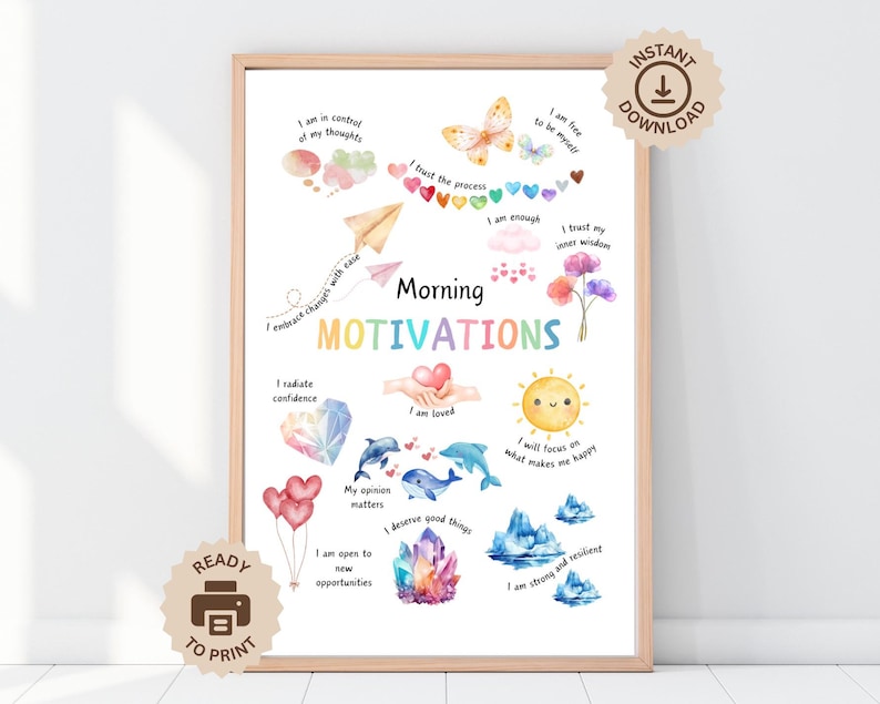 Daily Morning Motivation Poster, Affirmations Therapy Office Decor ...