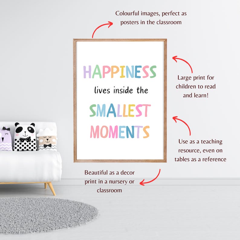 Happiness in Small Moments, Mental Health Poster, Daily Affirmation ...