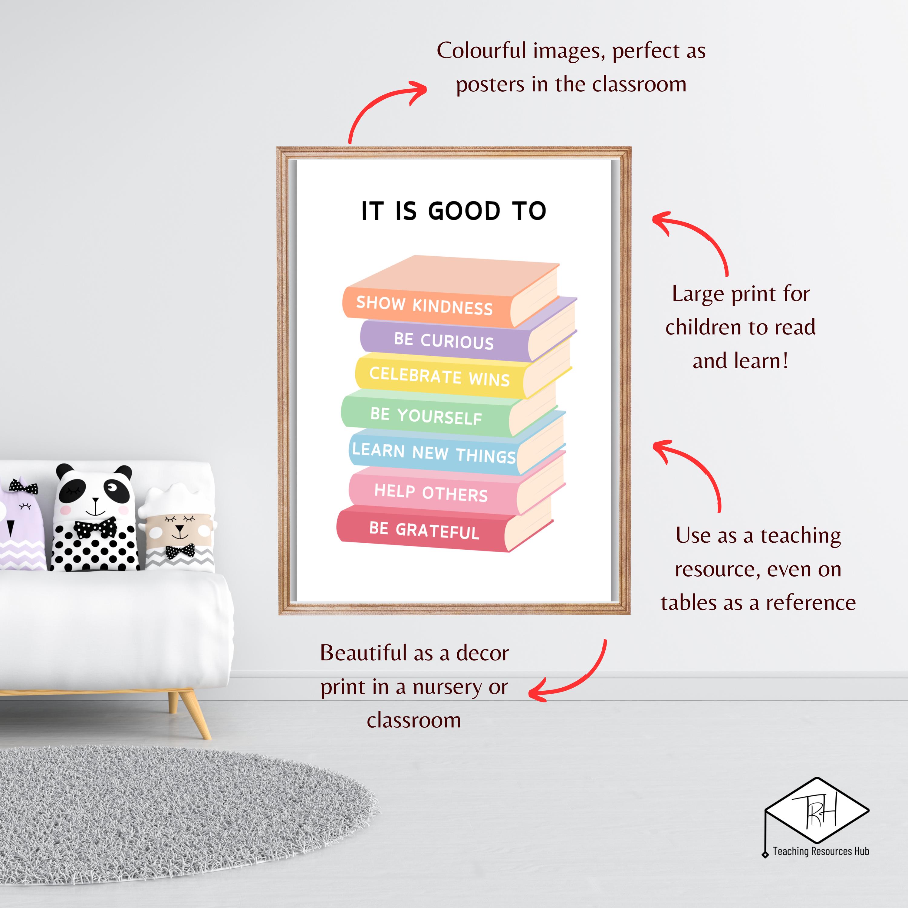 It is Good to Poster, Printable Educational Playroom Posters, Boho ...