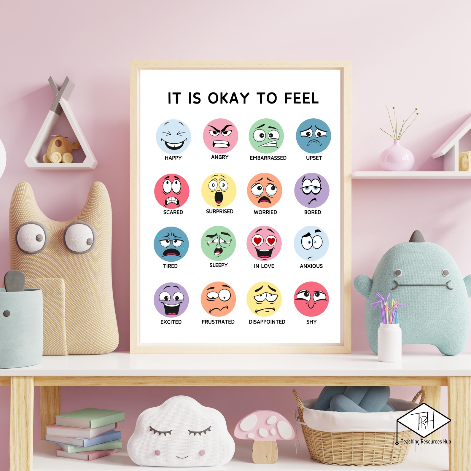 It's Okay to Feel, Boho Montessori Classroom Poster, Feelings Chart, My ...