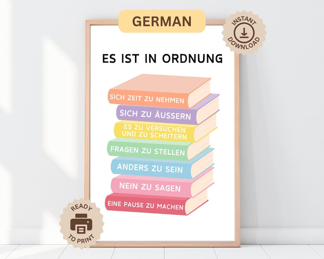 It is Okay to German Poster, Printable Educational Playroom Posters ...