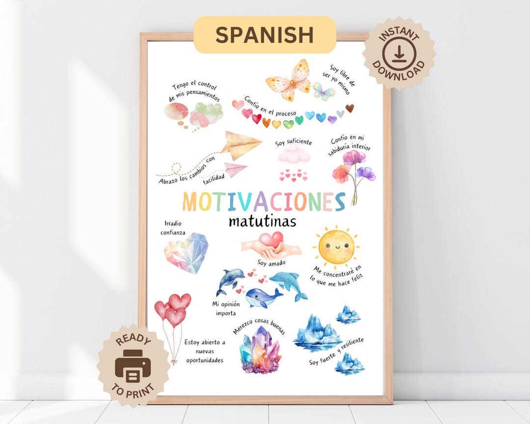 Daily Morning Motivation Spanish Poster, Affirmation Therapy Office ...