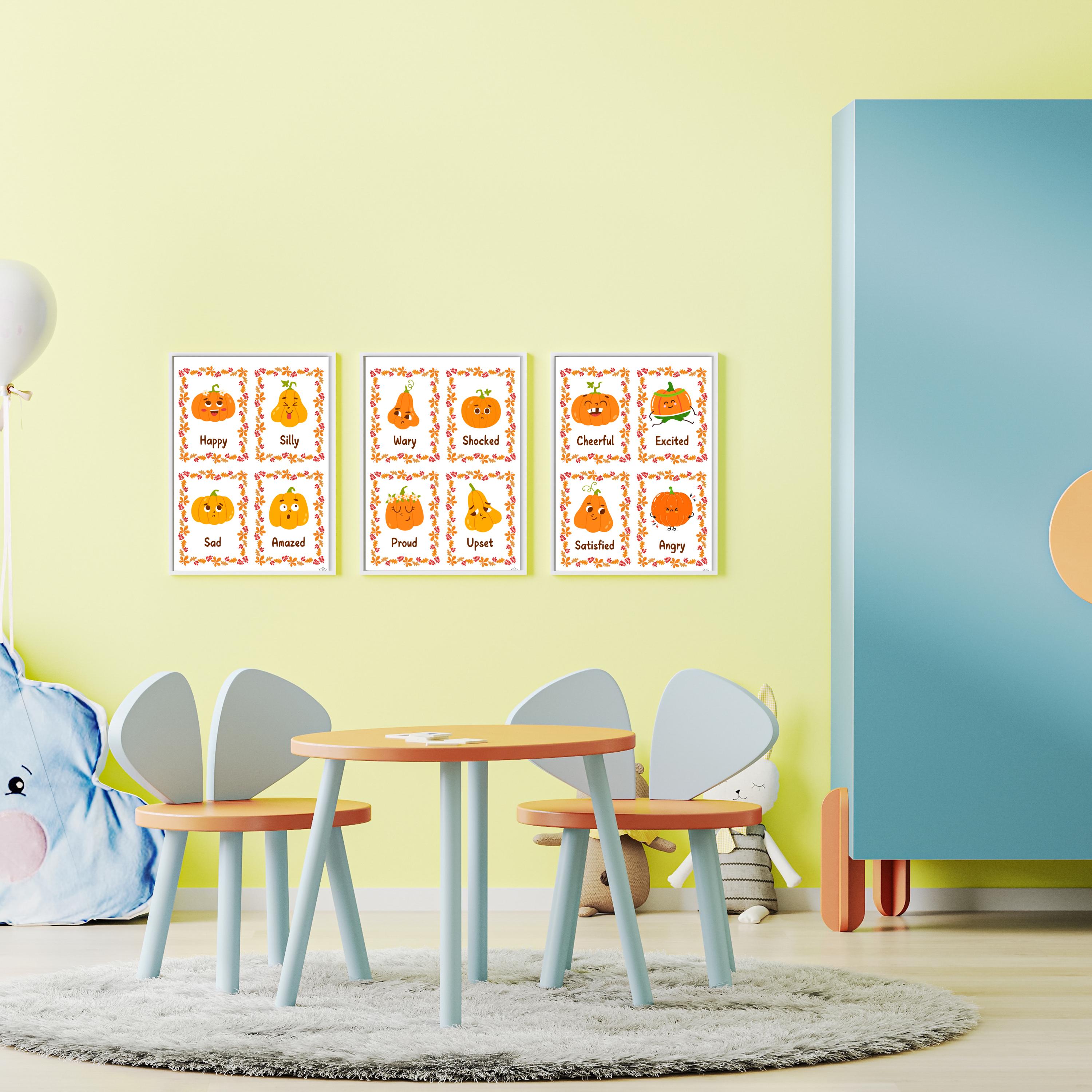 Pumpkin Feelings Emotions Flashcards, Printable Fall Autumn Halloween ...