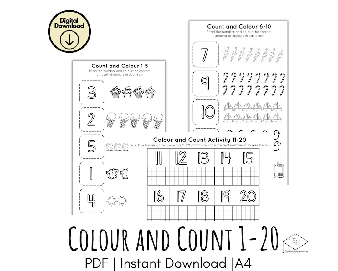Maths Colour and Count Worksheets 26 PAGES: Colour and Maths Fun ...