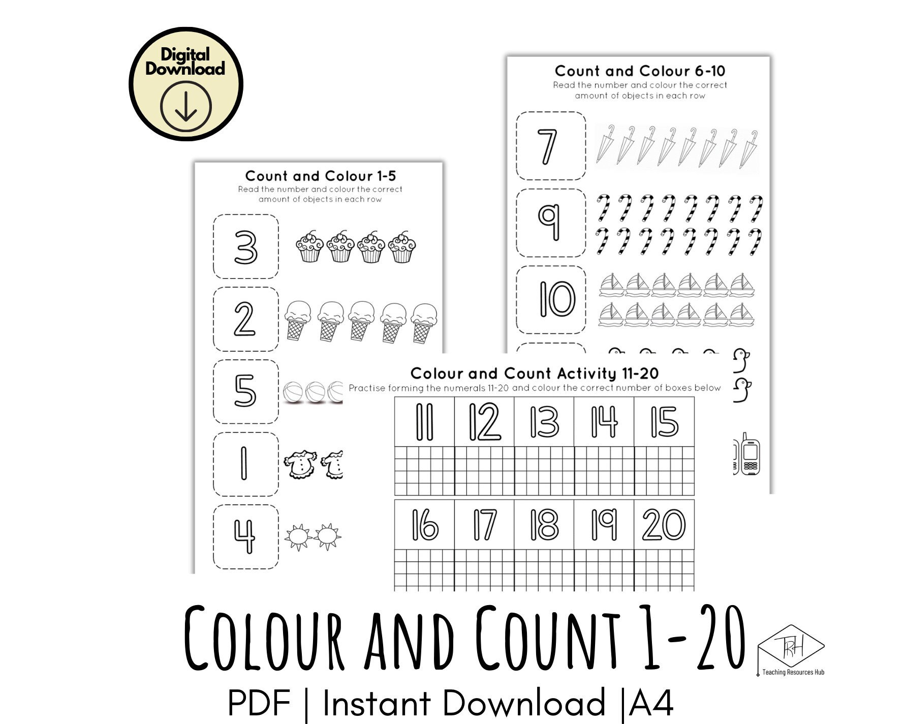 Maths Colour and Count Worksheets 26 PAGES: Colour and Maths Fun ...