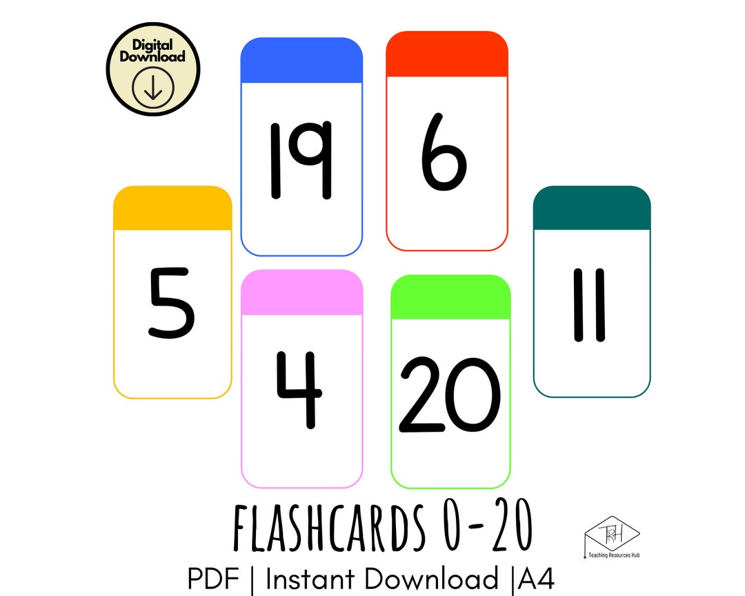 Number Flashcards 0-20: Numbers and Images Fun Mathematics - Etsy