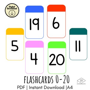 Number Flashcards 0-20: Numbers and Images Fun Mathematics - Etsy