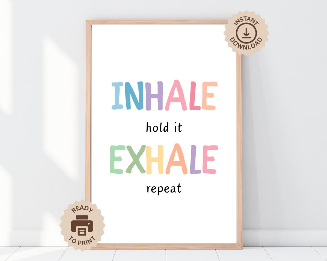 Grounding Technique Poster, Inhale Exhale Printable Poster, Mental ...