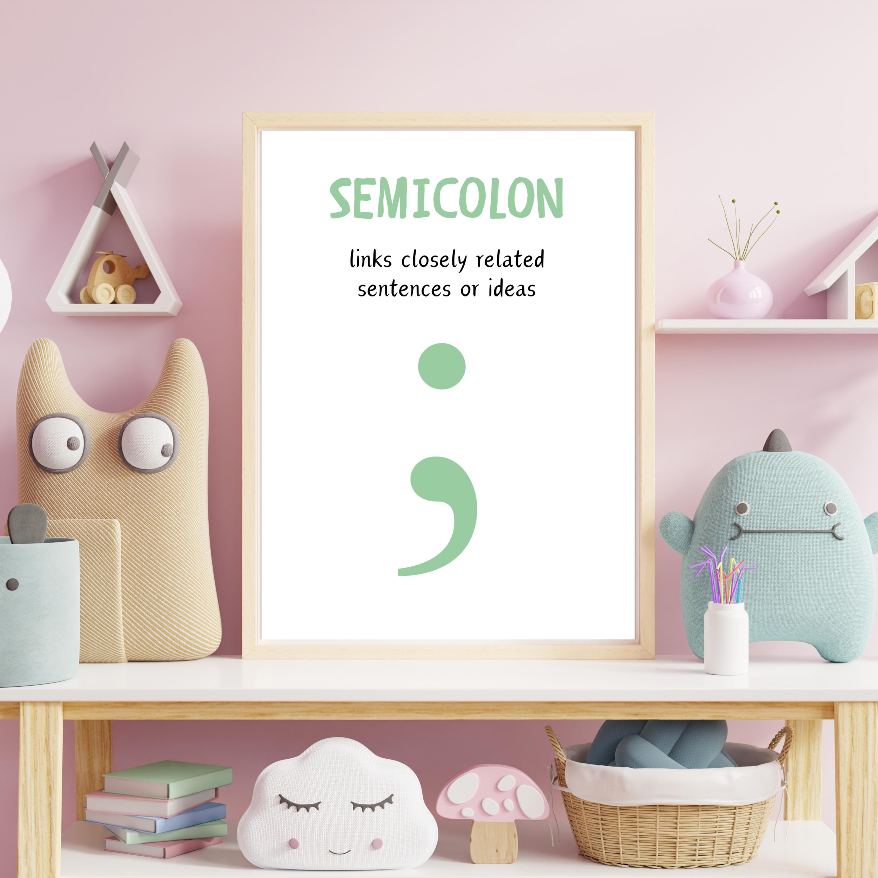 Semi Colon Punctuation Poster, English Classroom Decor, Educational ...