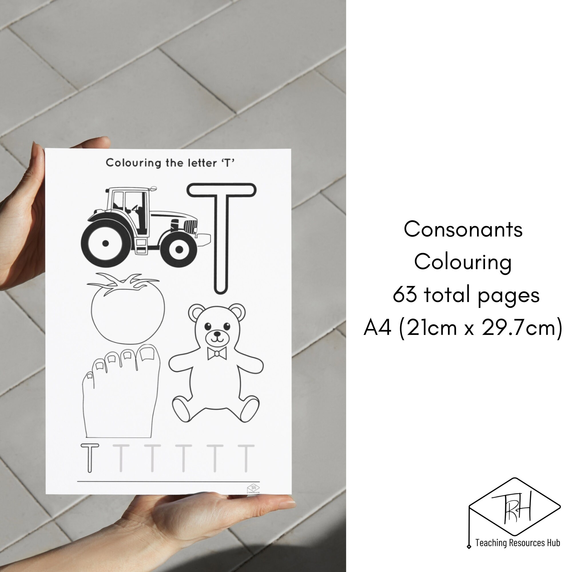 Phonics Consonant Letters Colouring Printable Coloring Pages, A4 ...