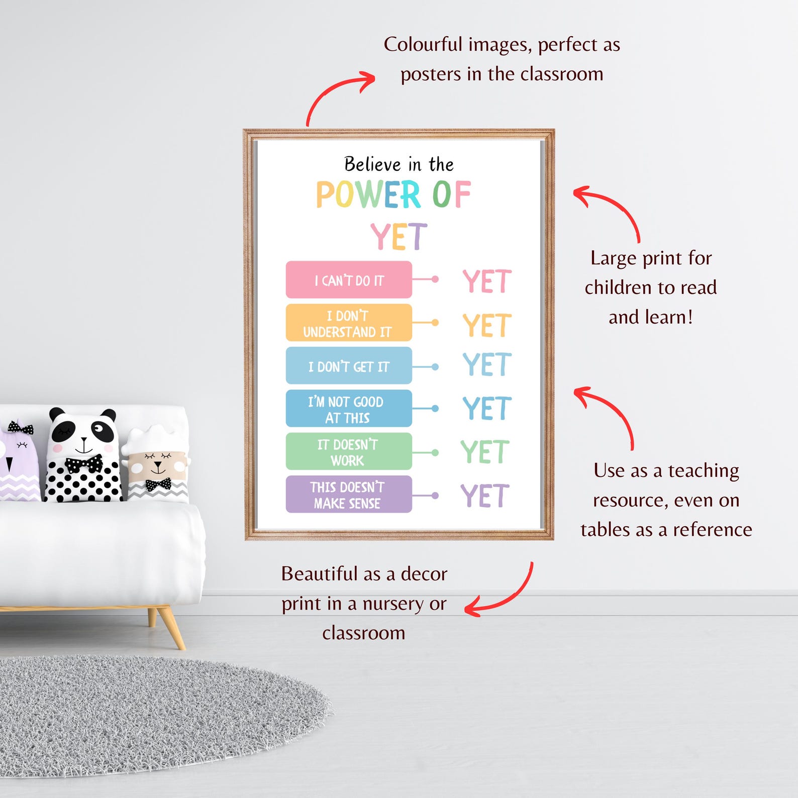 The Power of yet Growth Mindset Poster, Printable Educational Classroom ...