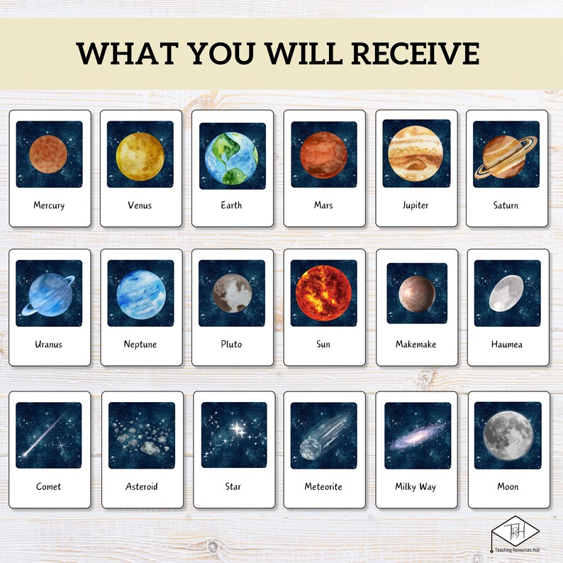 Solar System Toddler Flashcards Learning Pack - Montessori Materials ...