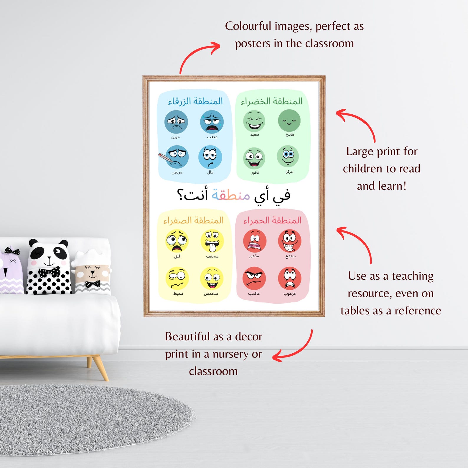 Zones of Regulation Arabic Poster, Printable Educational Office Poster ...