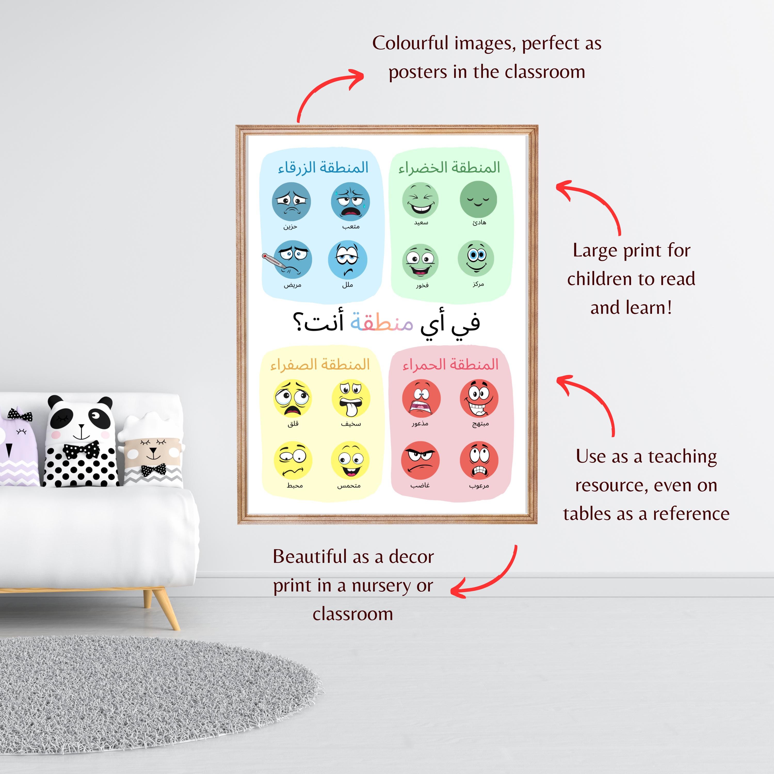 Zones of Regulation Arabic Poster, Printable Educational Office Poster ...