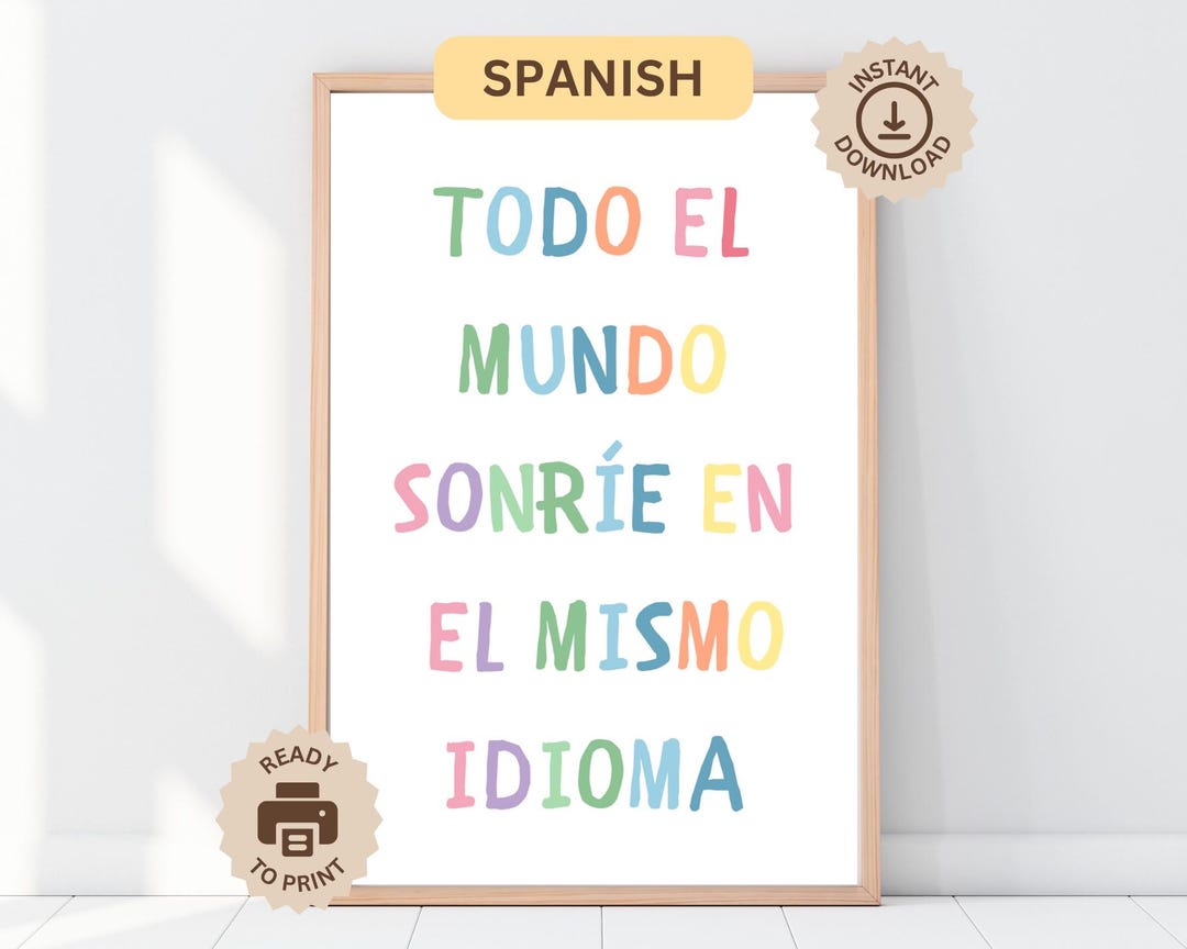 We All Smile in the Same Language Spanish Poster, Printable Educational ...