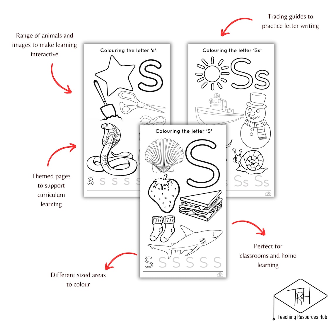 Phonics Alphabet Letter S Colouring Printable Coloring Pages A4 Toddler ...