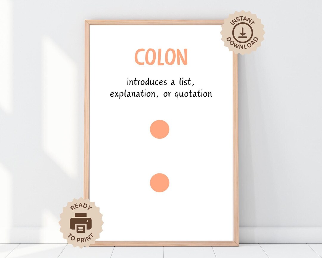 Colon Punctuation Poster, English Classroom Decor, Educational Grammar ...