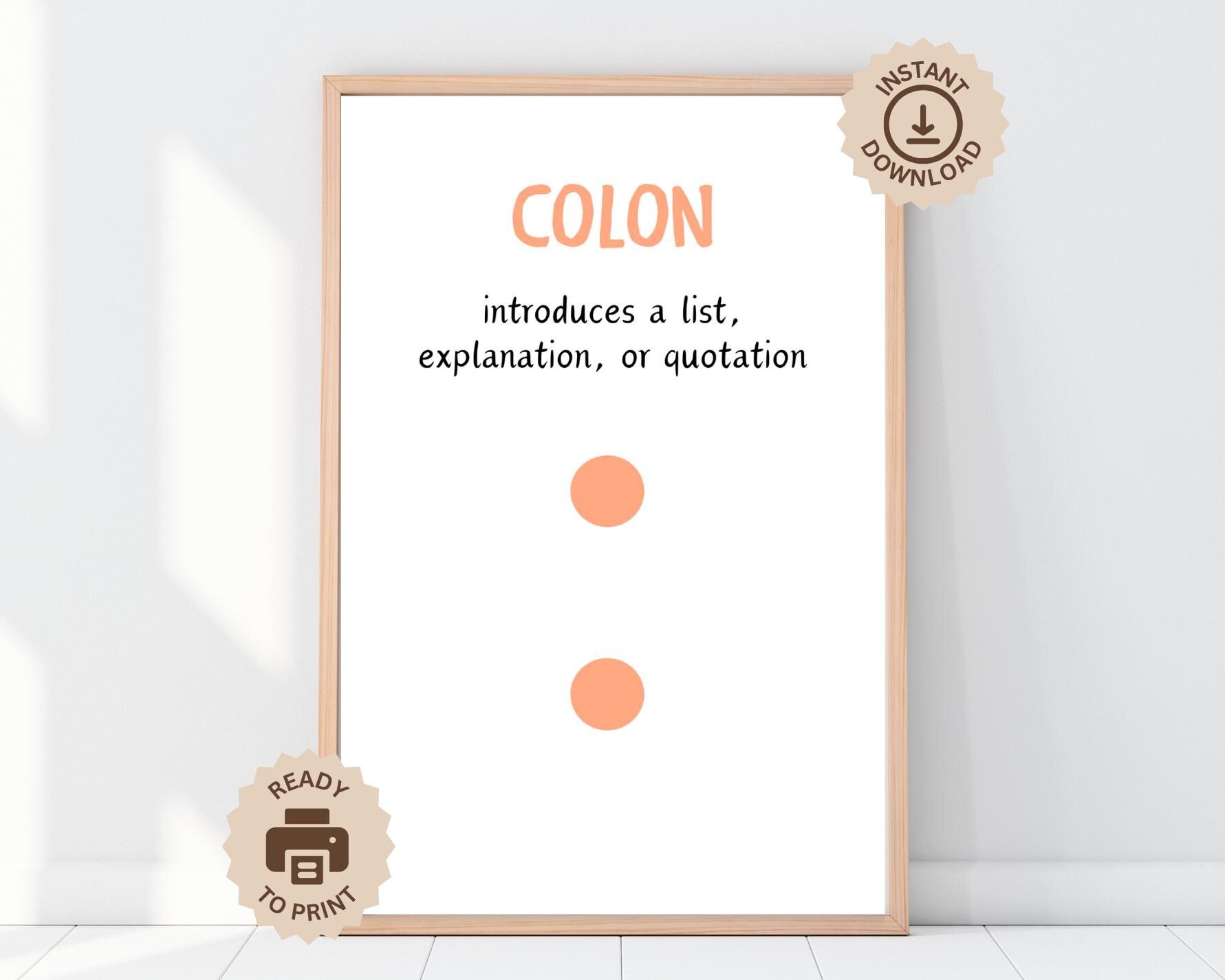 Colon Punctuation Poster, English Classroom Decor, Educational Grammar ...