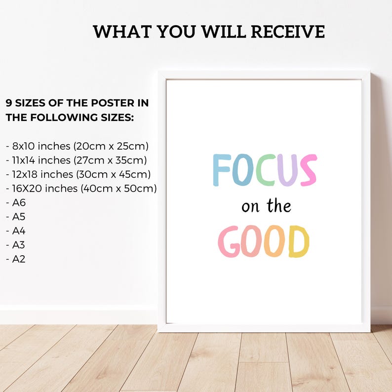 Focus on the Good Poster, Growth Mindset Print, Mental Health Poster ...