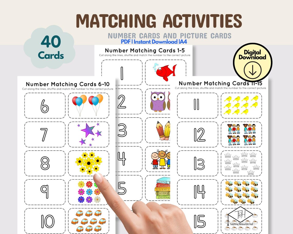 Interactive Number Matching Activity 1-20: Numbers and Images Fun ...