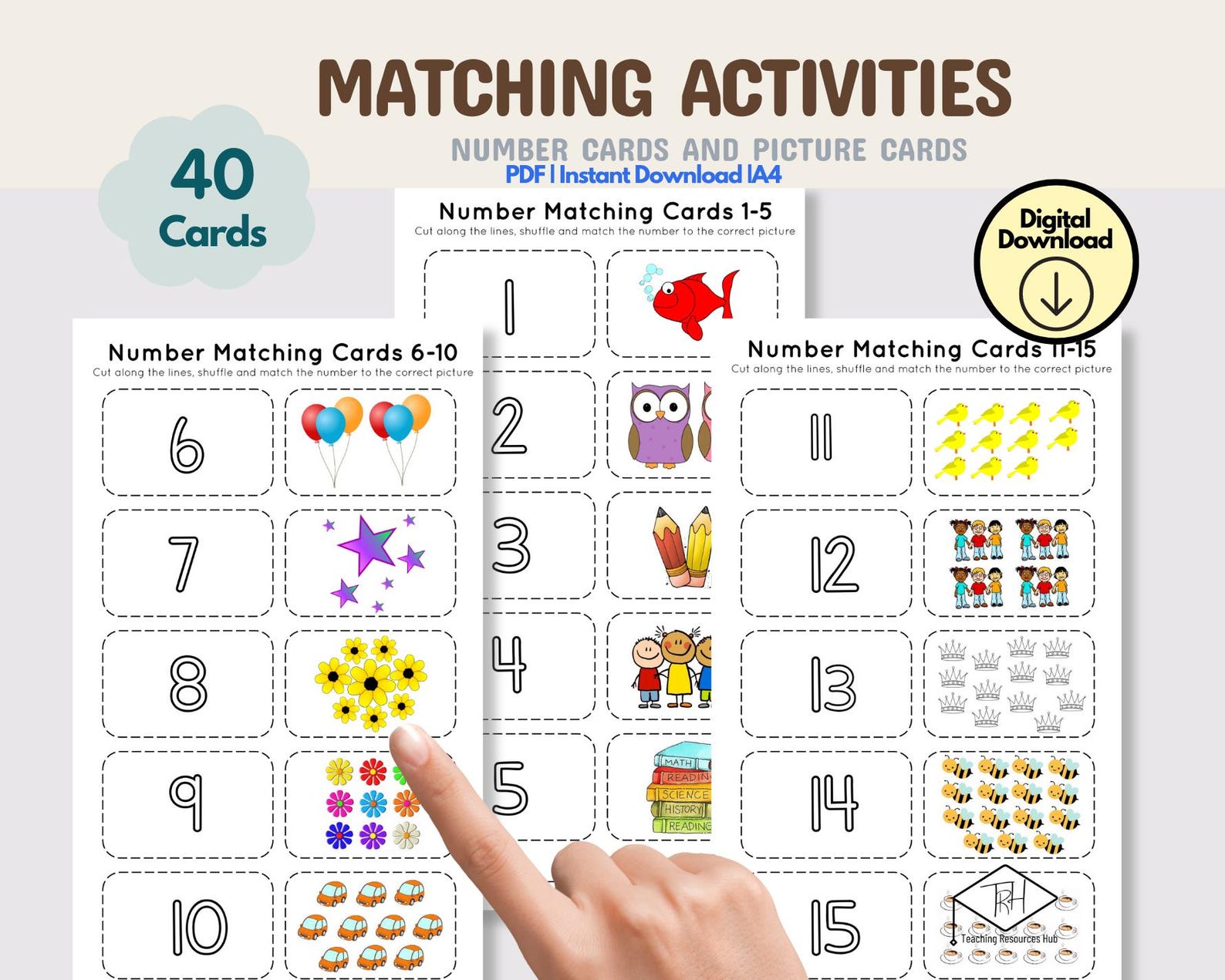 Interactive Number Matching Activity 1-20: Numbers and Images Fun ...