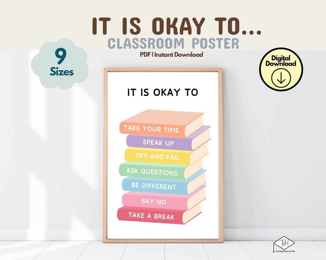 It is Okay to Poster, Printable Educational Playroom Posters, Boho ...