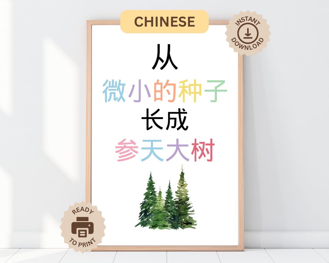 Chinese Tiny Seeds Grow Mighty Trees Green Poster, Growth Mindset ...