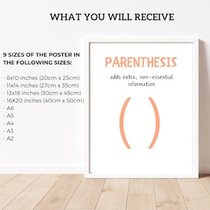 Parenthesis Punctuation Poster, English Classroom Decor, Educational ...