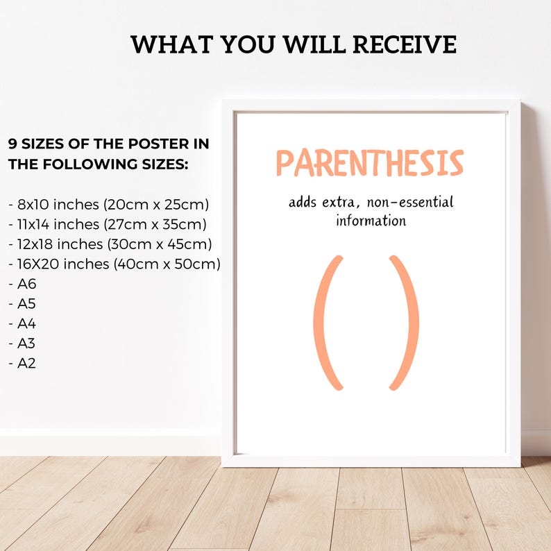 Parenthesis Punctuation Poster, English Classroom Decor, Educational ...