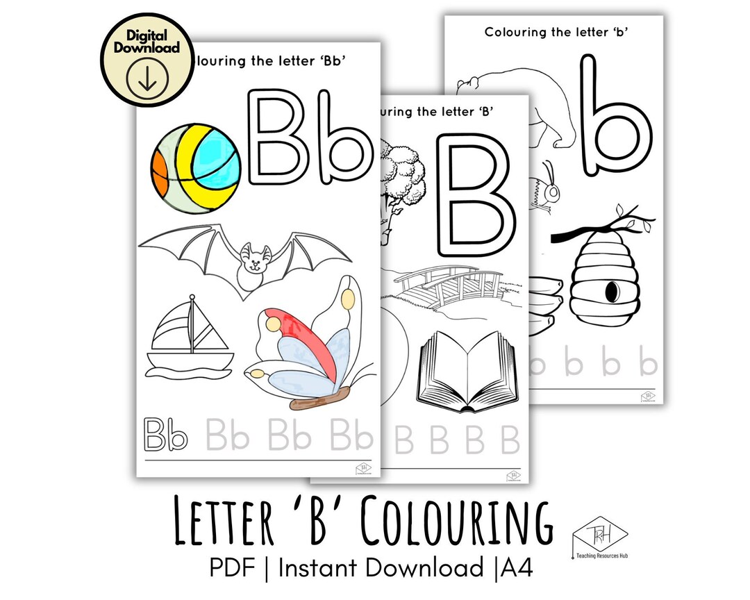 Phonics Alphabet Letter B Colouring Printable Coloring Pages - Etsy