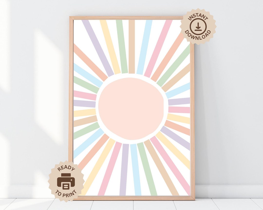 Sun Poster, Printable Playroom Posters, Boho Montessori Classroom Decor ...
