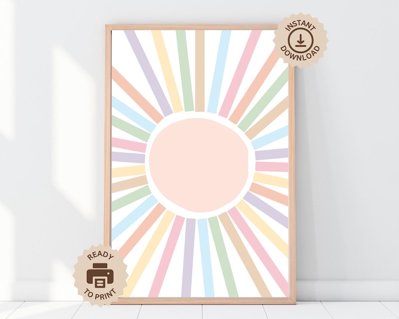 Sun Poster, Printable Playroom Posters, Boho Montessori Classroom Decor ...