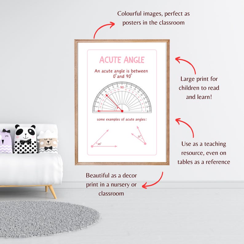 Acute Angle Display Poster, Math Teacher Wall Art Print, Numeracy Print ...
