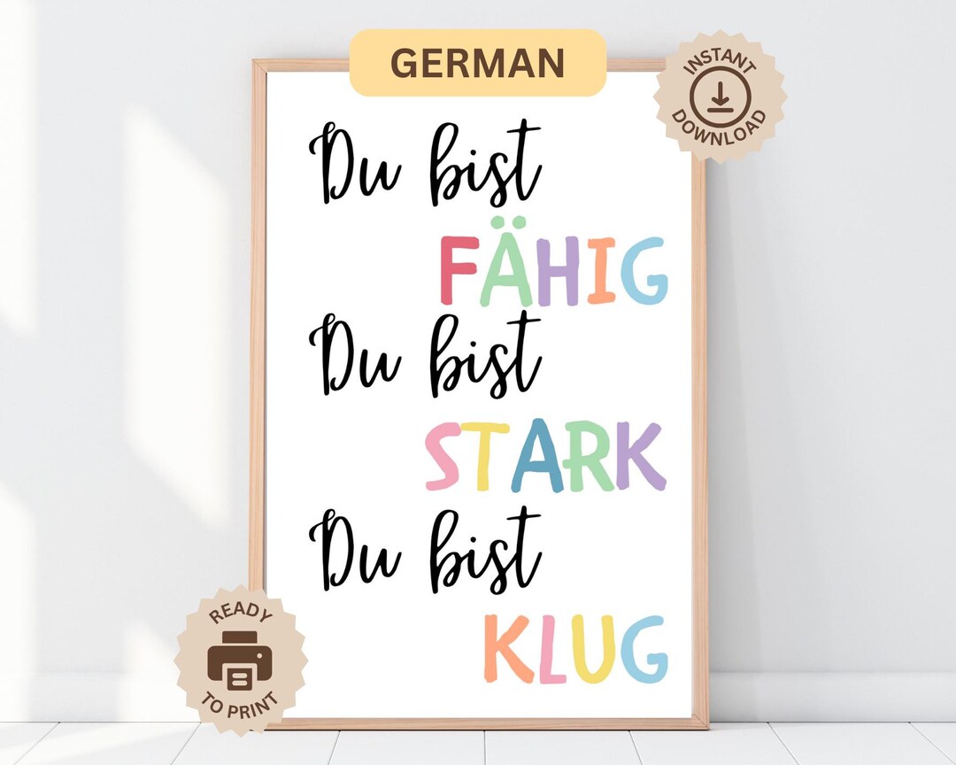 Positive Affirmations German Classroom Poster, Growth Mindset, Therapy ...