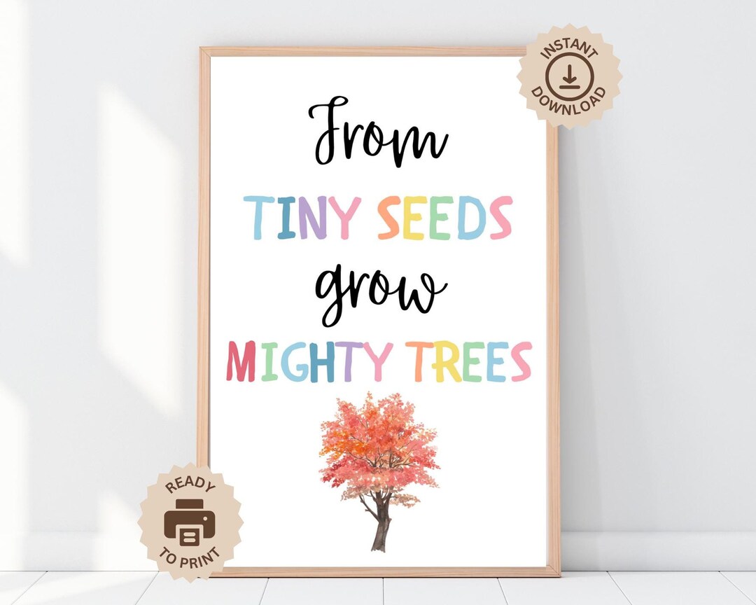 Tiny Seeds Grow Mighty Trees Fall Poster, Growth Mindset, Therapy ...