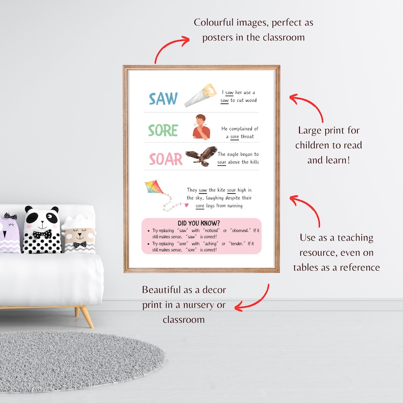 Set of 10 Homophones Posters, English Classroom Decor, Common Mistakes ...