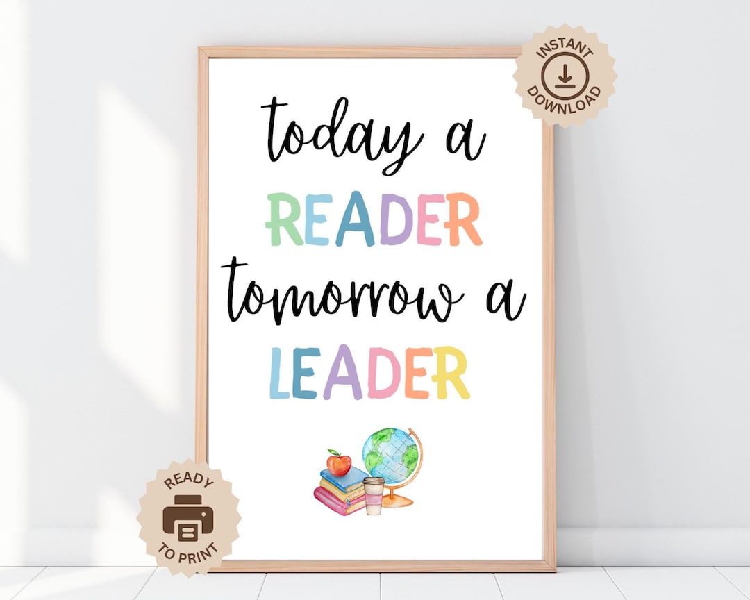 Today a Reader Tomorrow a Leader Poster, Growth Mindset, Therapy Office ...