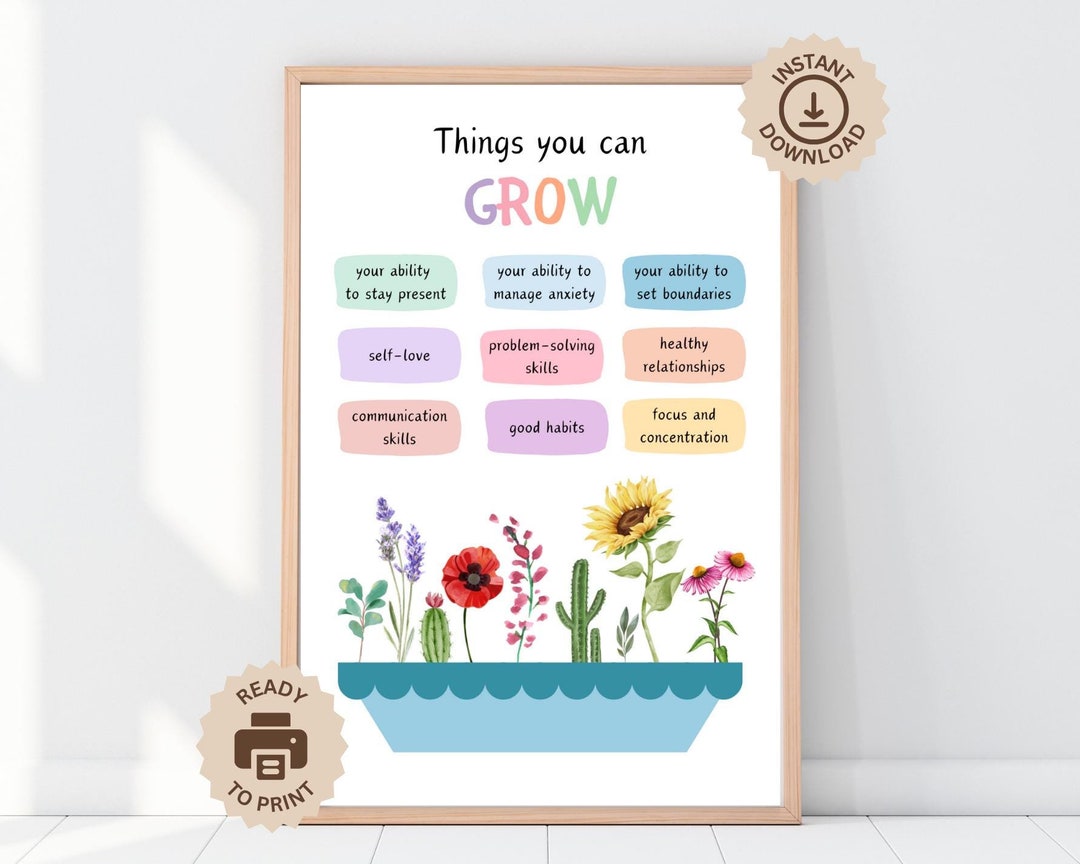 Things You Can Grow Poster, Therapy Office Counselor Decor, Growth ...