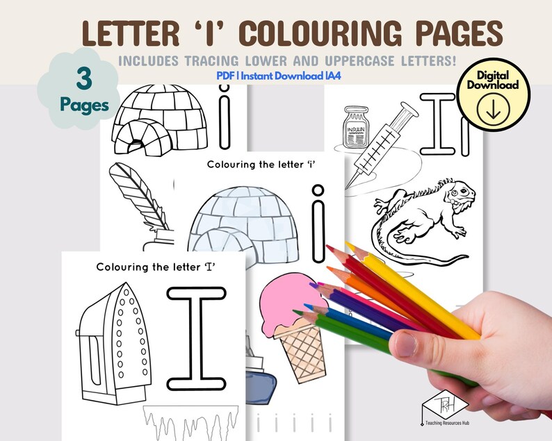 Phonics Alphabet Letter I Colouring Printable Coloring Pages A4 Toddler ...