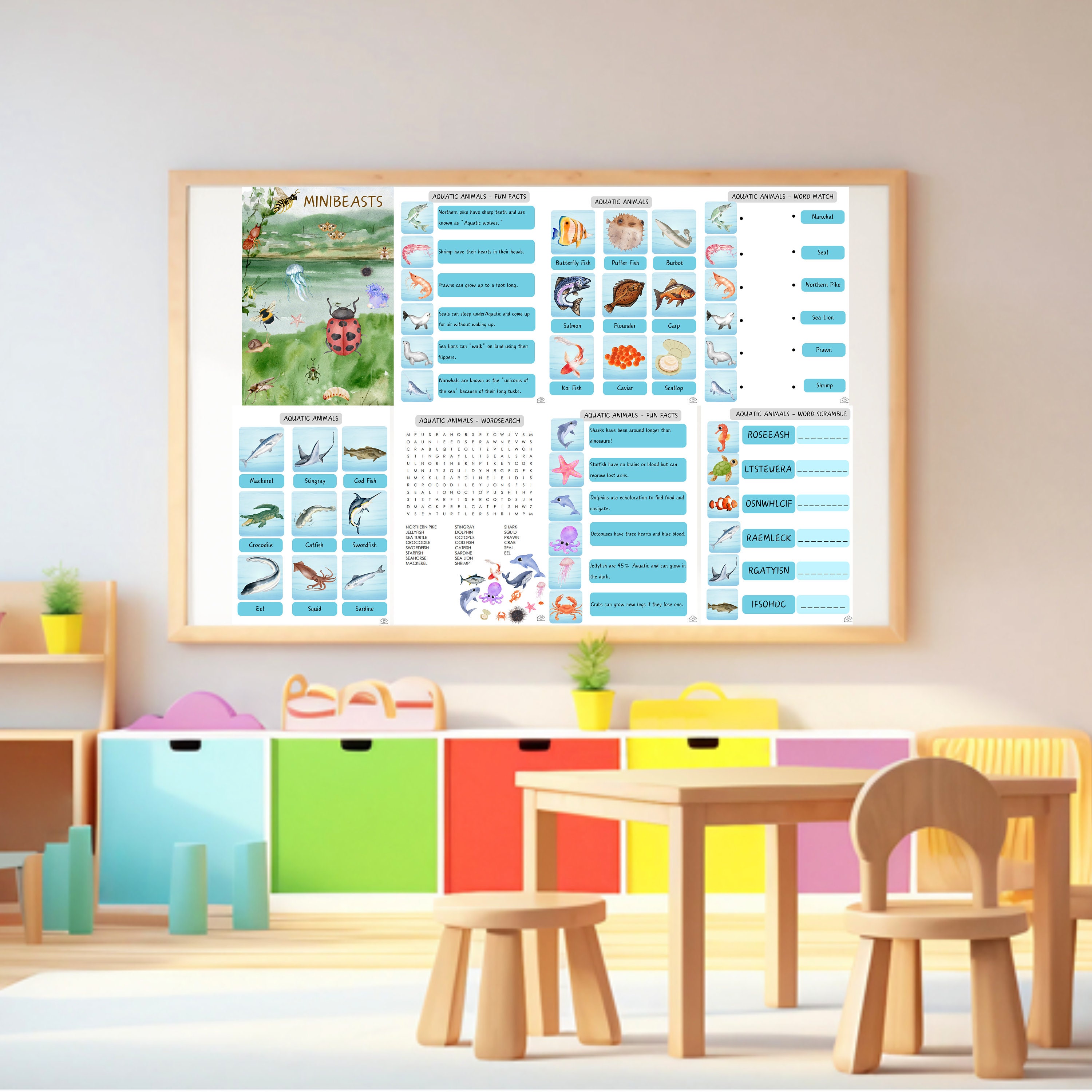 Aquatic Animals Learning Pack - Montessori Busy Book, Educational ...