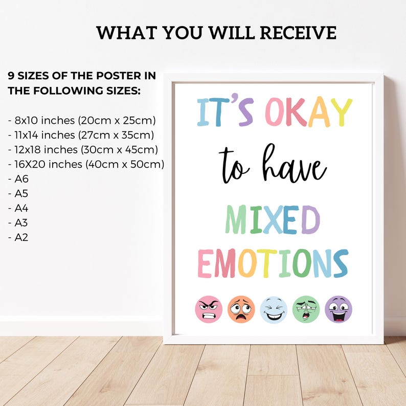 It's Okay to Have Mixed Emotions Poster, Classroom Decor, Calming ...