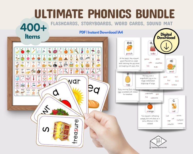 Ultimate Phonics BUNDLE Phonics Storyboards Words Flashcards, Sight ...