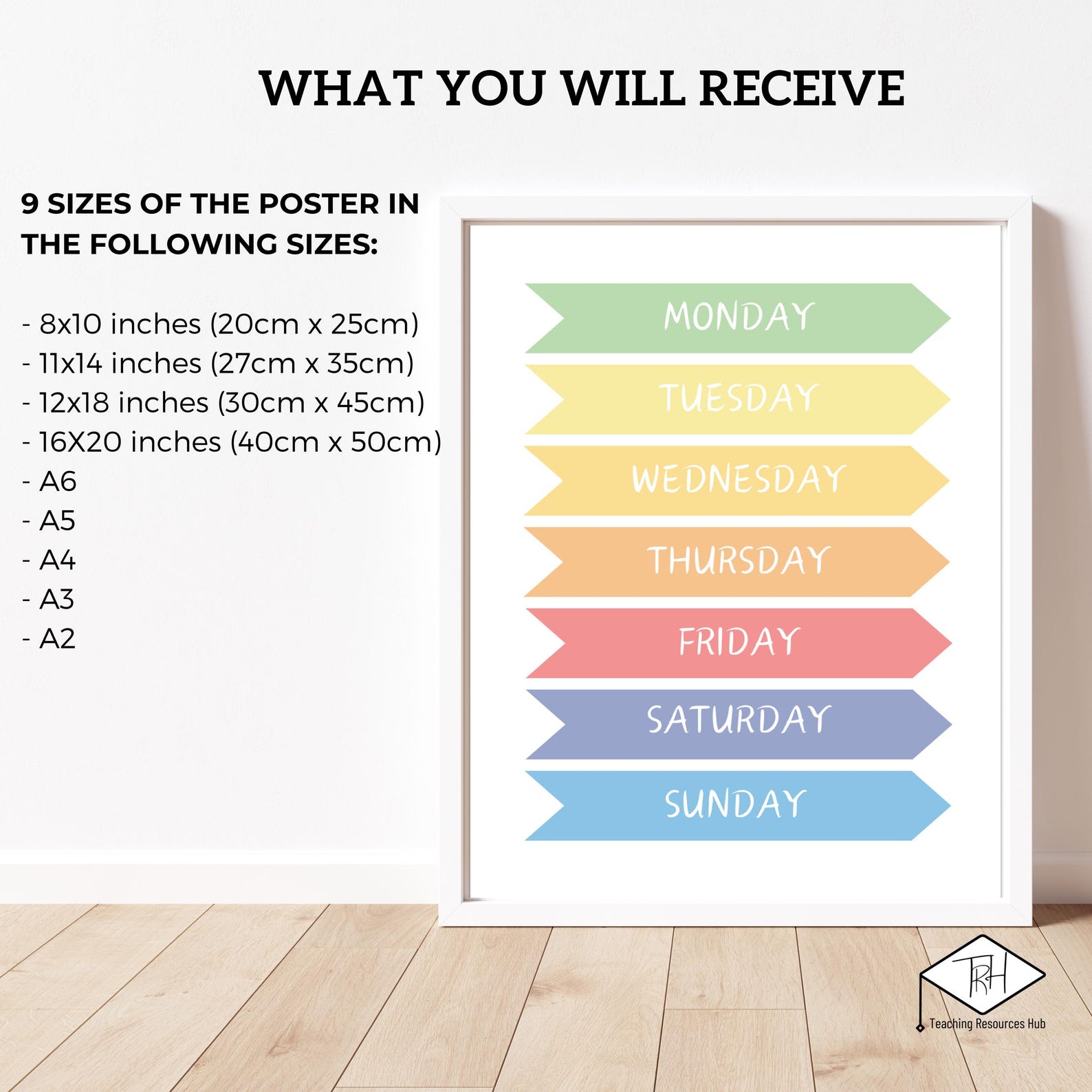 Days of the Week Poster, Printable Educational Playroom Posters, Boho ...