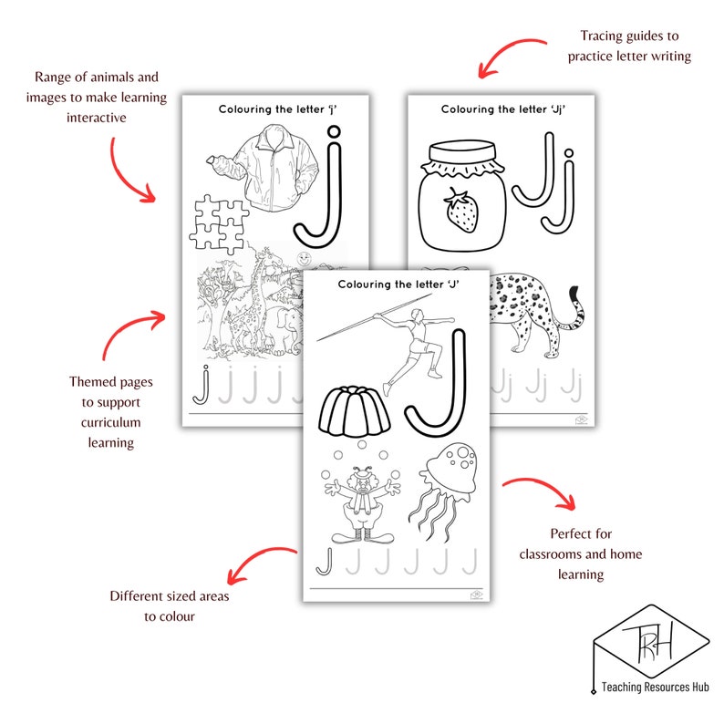 Phonics Alphabet Letter J Colouring Printable Coloring Pages - Etsy