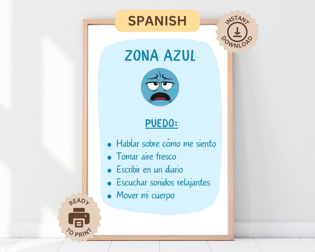 Blue Zone of Regulation Spanish Poster + Actions, Printable Educational ...
