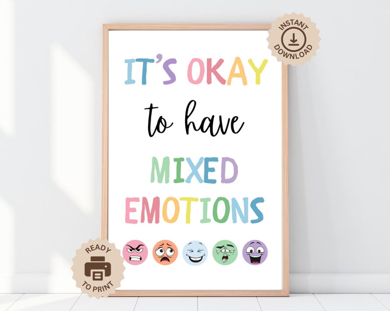 It's Okay to Have Mixed Emotions Poster, Classroom Decor, Calming ...